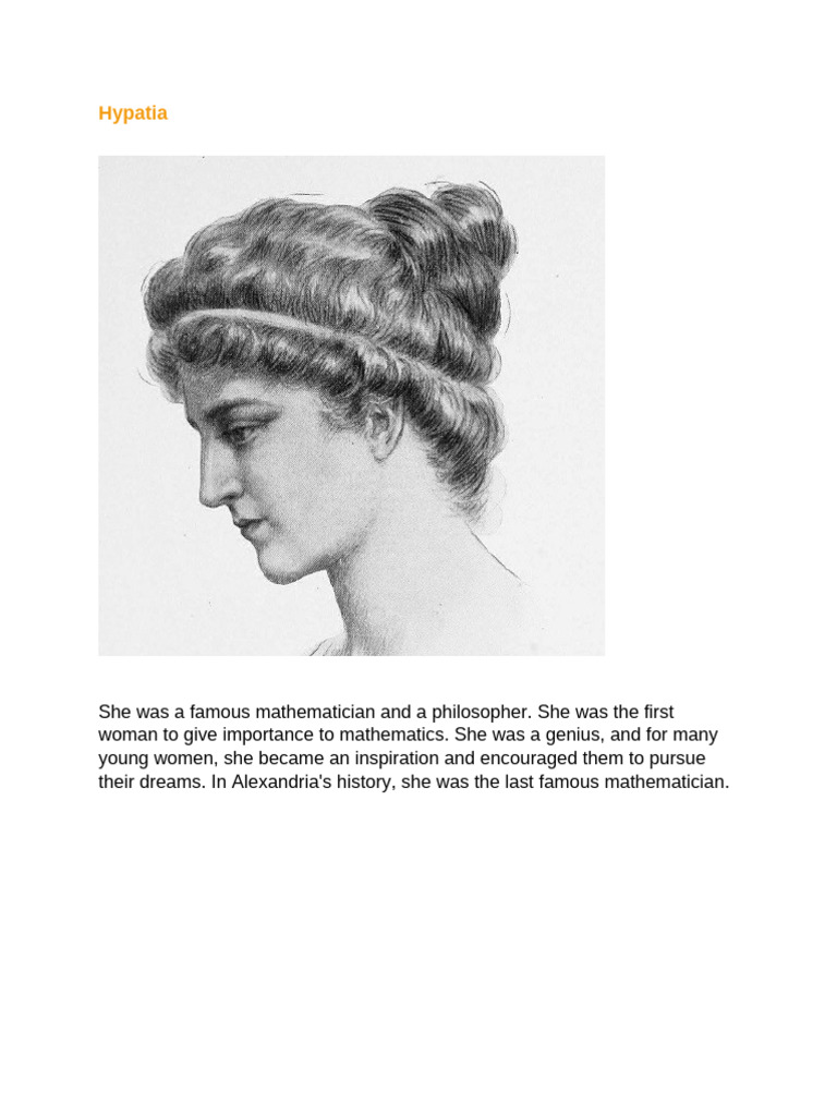 Hypatia - FAMOUS MATHEMATICIAN | PDF