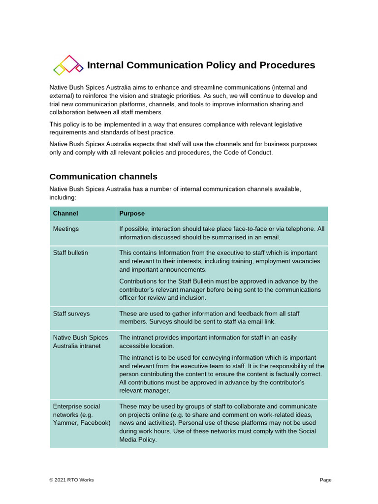 Internal Communication Policy and Procedures | PDF | Information ...
