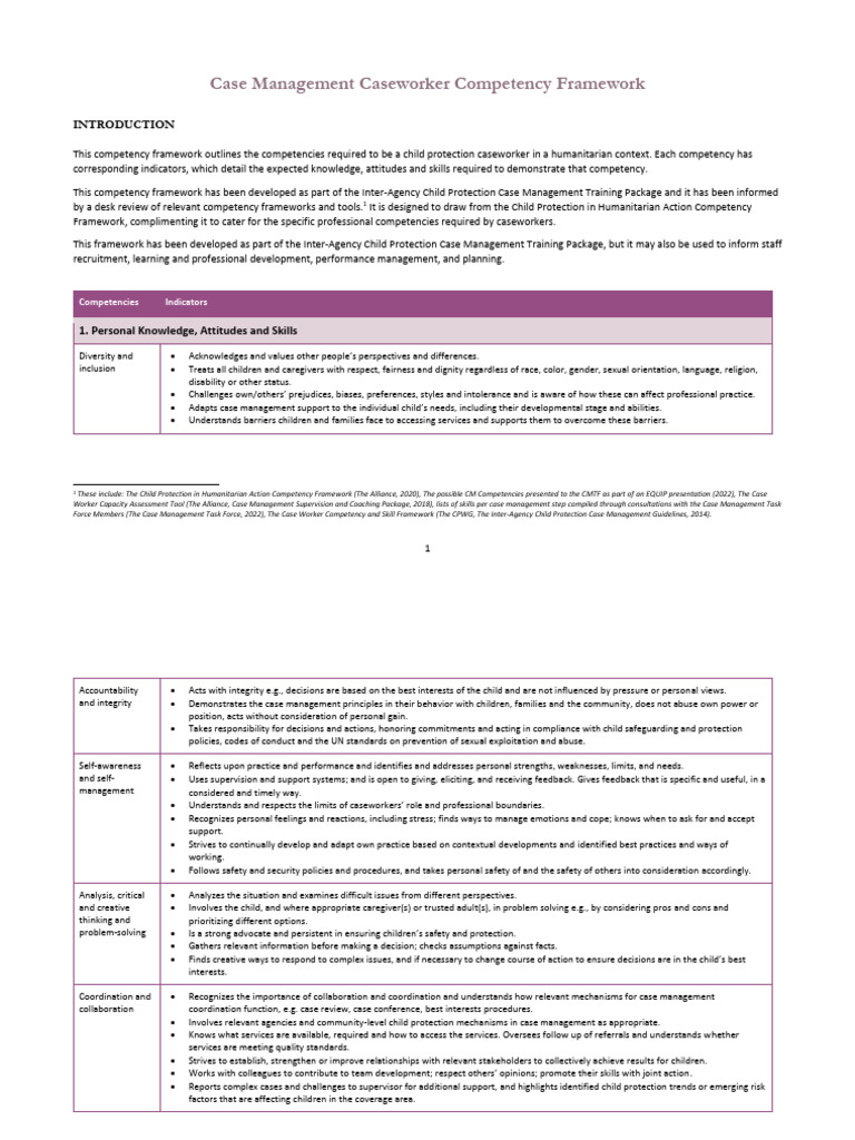 Caseworker Competency Framework - English | PDF | Communication | Nonverbal Communication