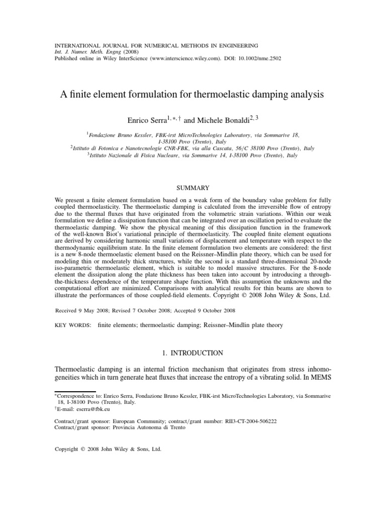 A Finite Element Formulation | PDF | Deformation (Mechanics) | Bending