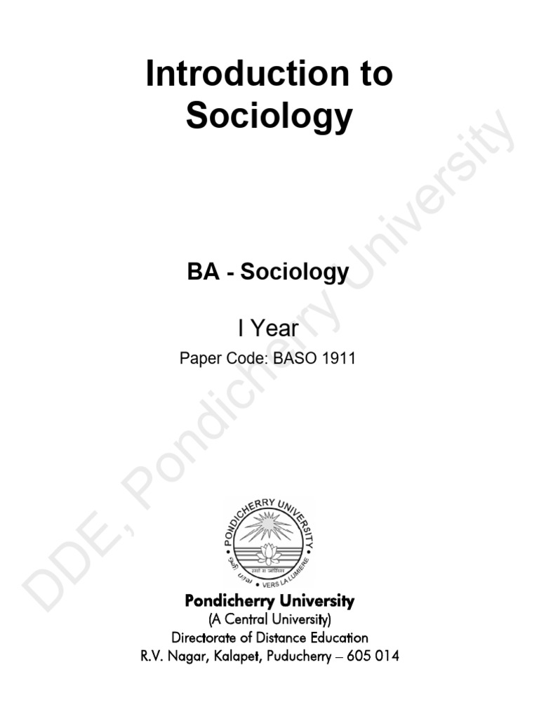 Ba So 1911 Introduction To Sociology | PDF | Sociology | Positivism