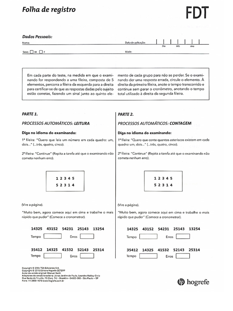 Folha de Registro - FDT | PDF