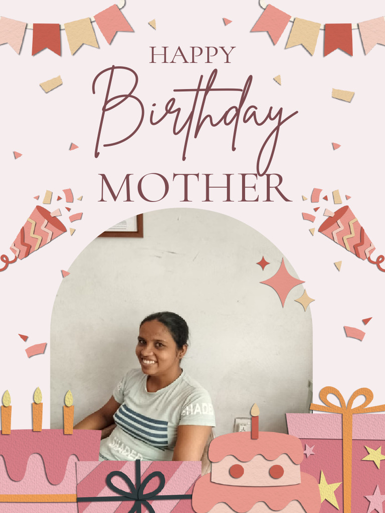 Pink Illustrative Happy Birthday Card | PDF