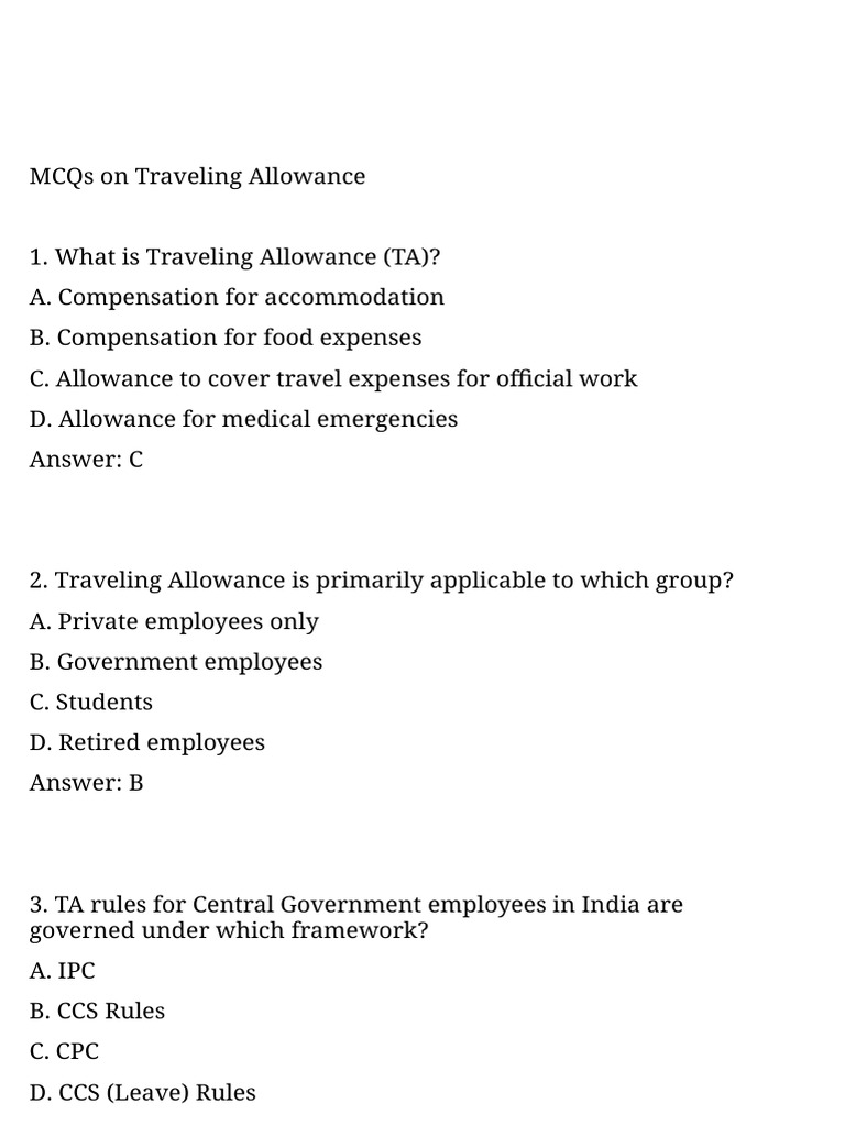 Travel Allowances | PDF | Government Finances | Taxes
