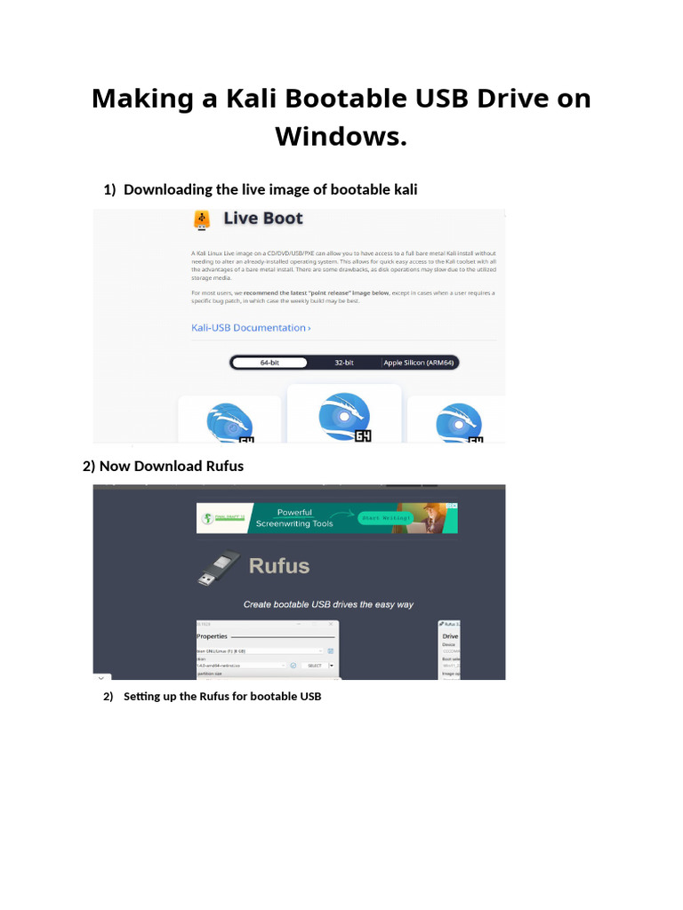 Create a Kali USB on Windows | PDF