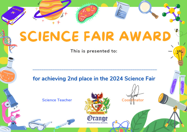 Science Fair 2nd Place Award | PDF