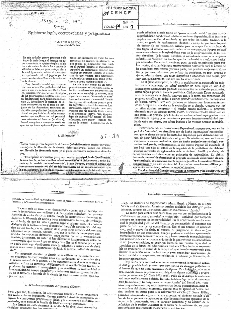 14_Dascal_epistemología y controversias | PDF