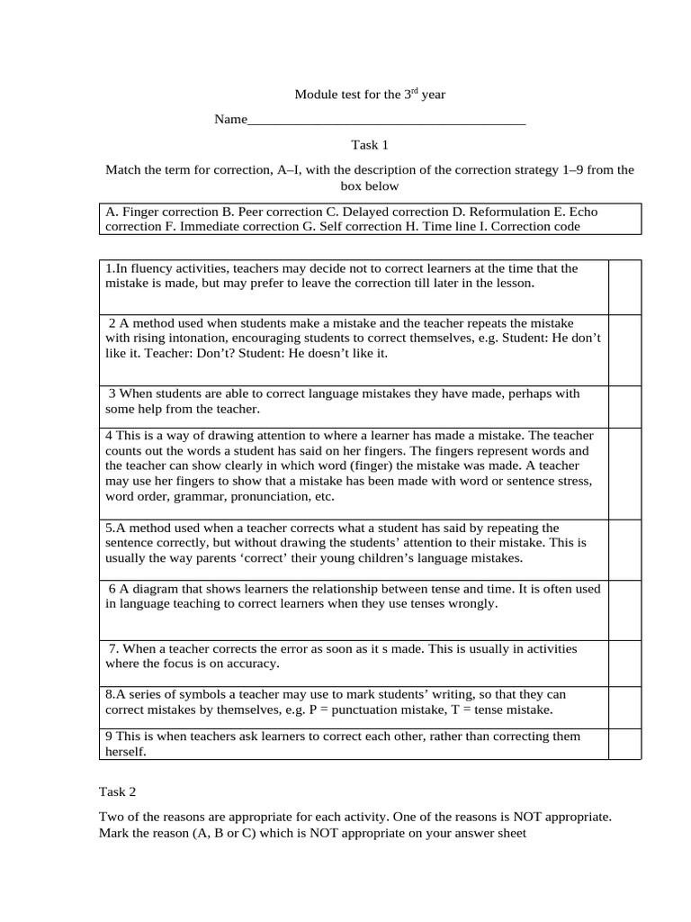 B Module test for the 3rd year | PDF | Teachers | Linguistics