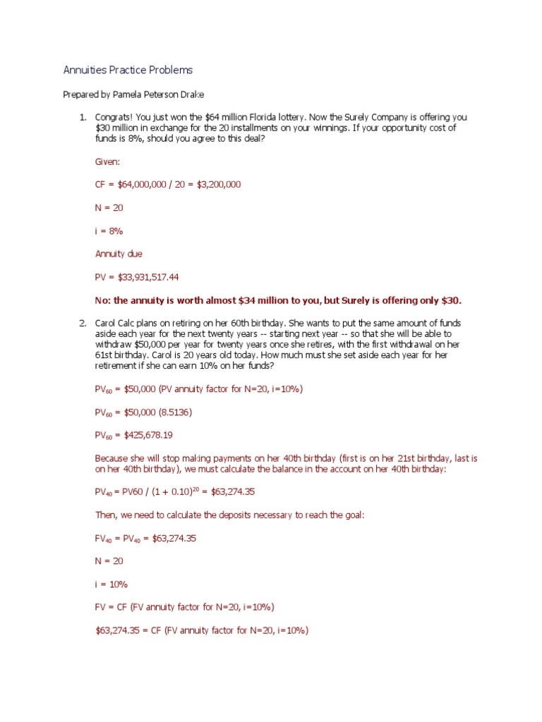 Annuities Practice Problems | Download Free PDF | Banking | Business Economics