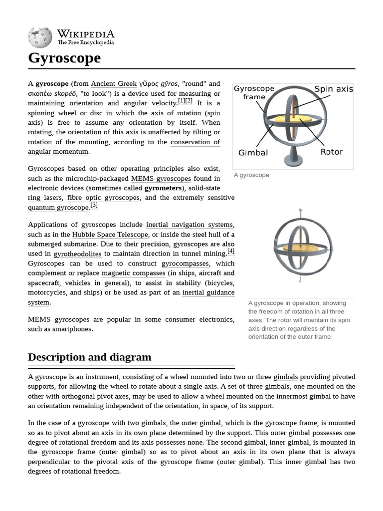 Gyroscope | PDF | Gyroscope | Motion (Physics)