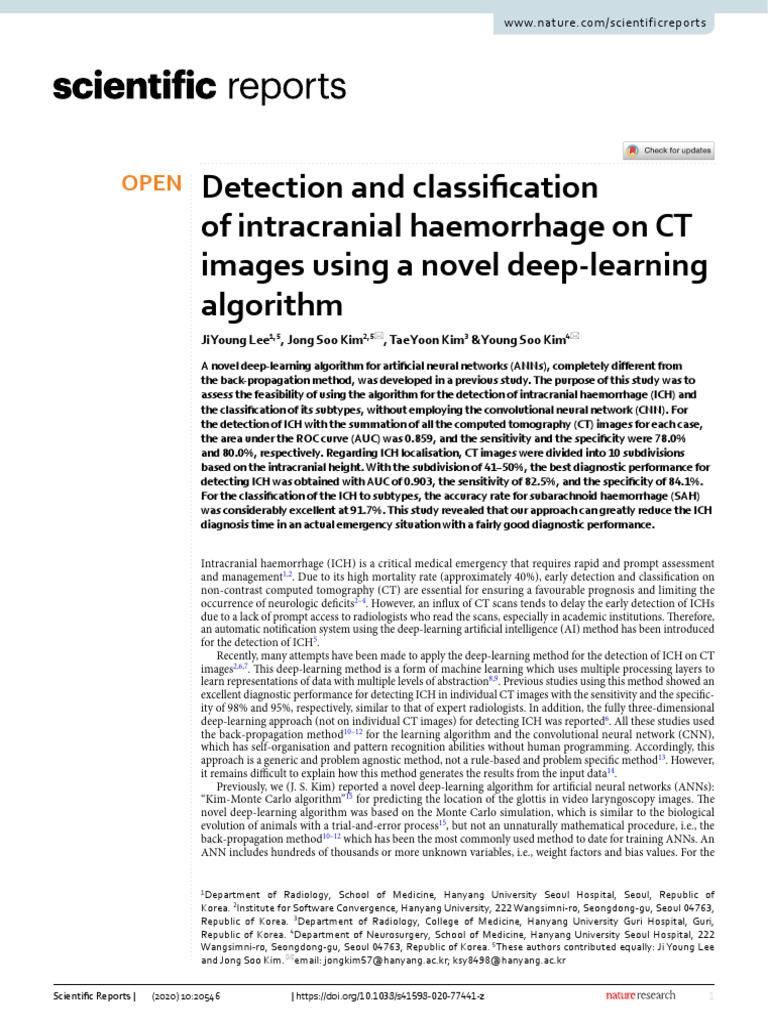 2020_Scientific Reports_Detection and Classification of ICH on CT ...