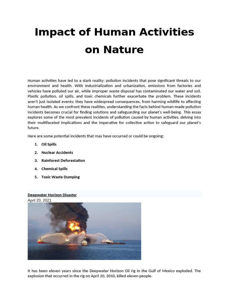 Impact of Human Activities On Nature | PDF | Fukushima Daiichi Nuclear ...