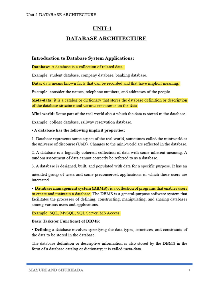 UNIT-1 | PDF | Databases | Data Model