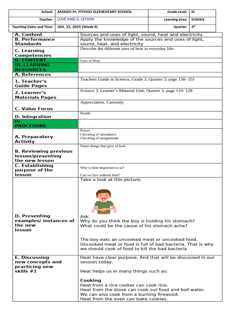 lesson plAN 2025 SCEINCE | PDF