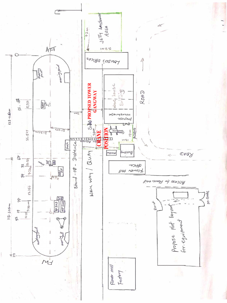 FPSO Mooring Layout - Proposed Tower Gangway & Crane Locations | PDF