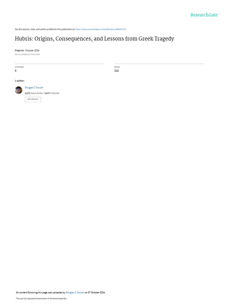 Hubris: Origins, Consequences, and Lessons From Greek Tragedy | PDF ...