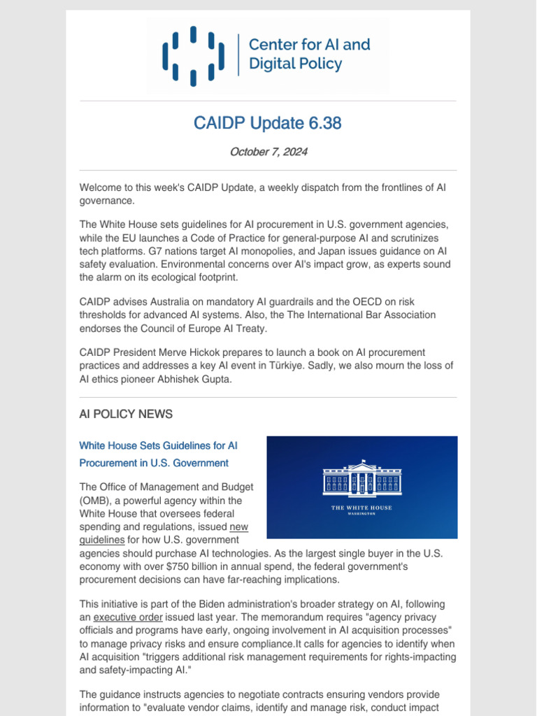 CAIDP Update 6.38 - AI Policy News (Oct. 7, 2024) | PDF | Artificial ...