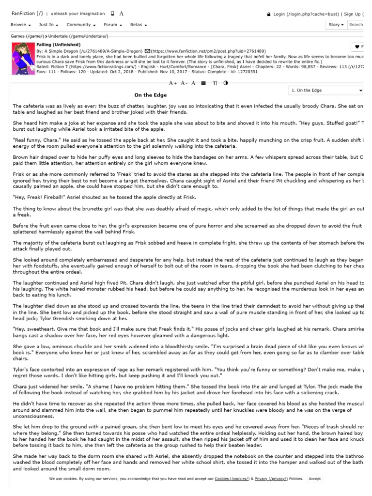 Falling (Unfinished) Chapter 1 - On The Edge, An Undertale Fanfic - FanFiction | PDF