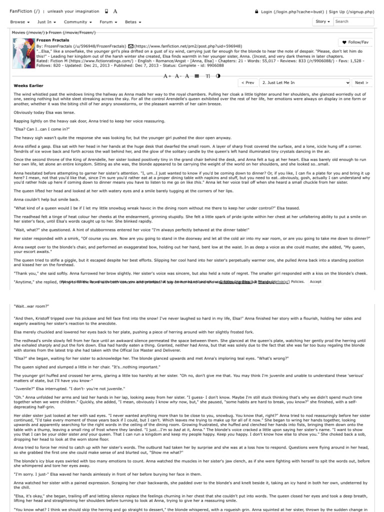 Frozen Fractals Chapter 2 - Just Let Me In, A Frozen Fanfic - FanFiction | PDF