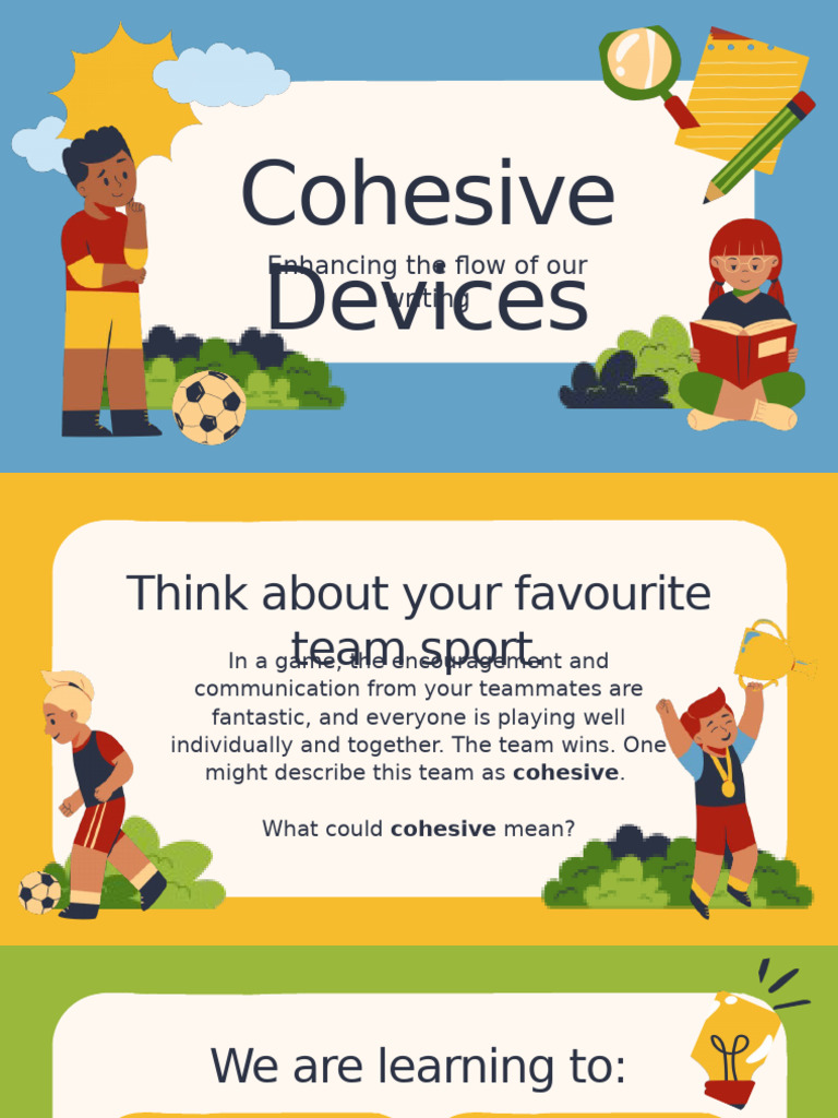 Cohesive Devices Education Presentation in Blue Yellow Bright and ...