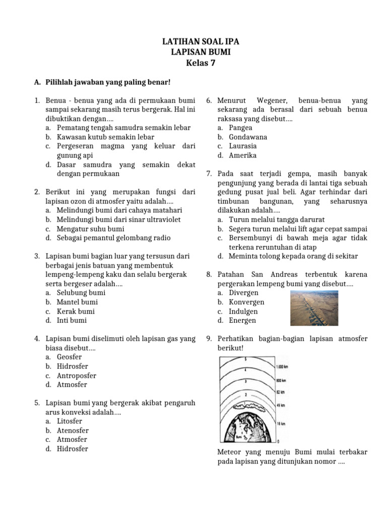 Latihan Soal Ipa - Lapisan Bumi | PDF