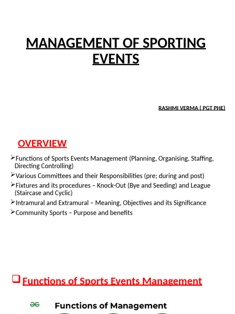 1-Management in Sports Event | PDF | Sports | Goal