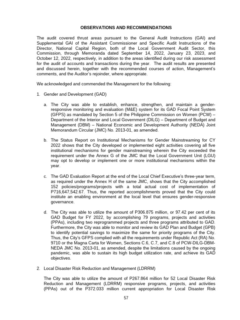 09-MandaluyongCity2022 Part2-Observations and Recomm | PDF | Waste Management | Audit