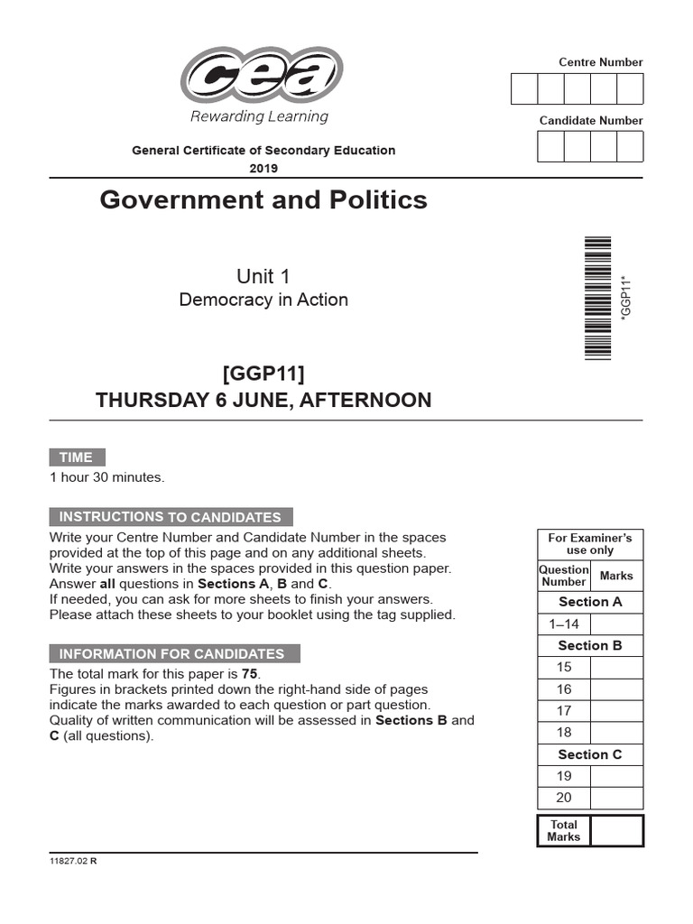 GCSE Government and Politics Exam Paper | PDF | Voting | Voter Turnout