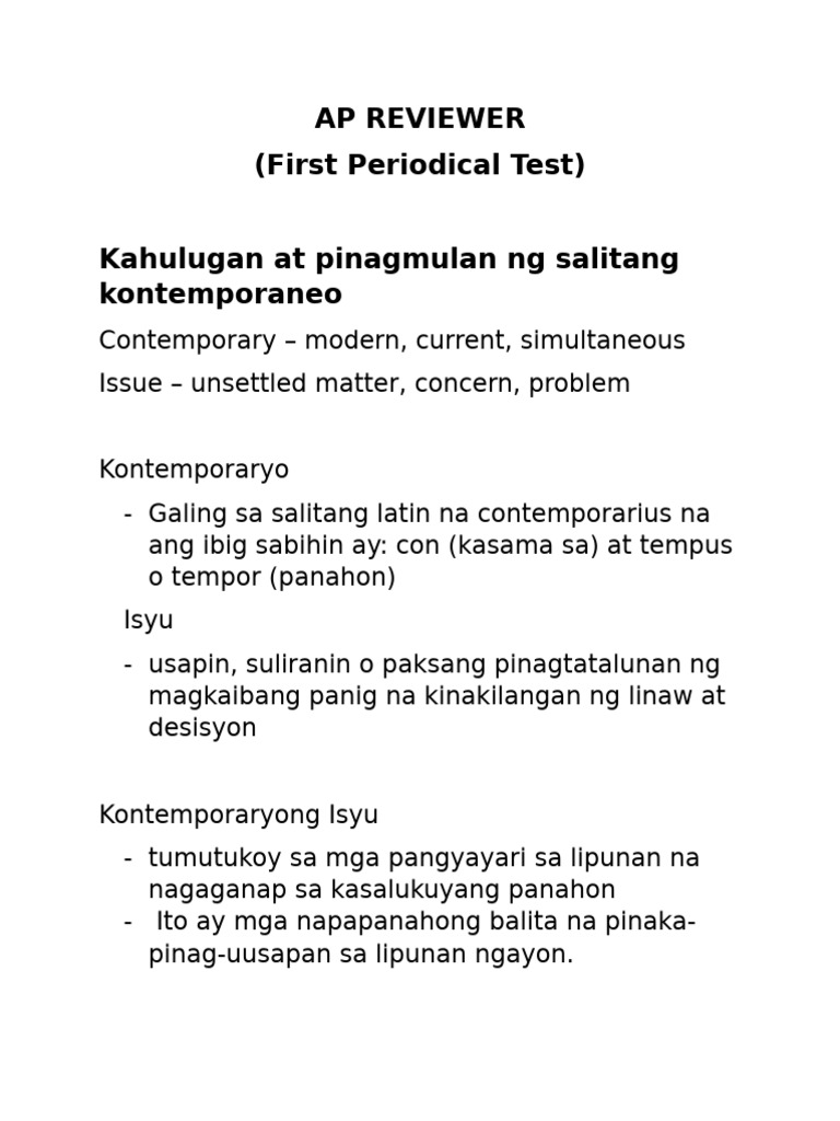 AP REVIEWER First Periodical Test 1 | PDF