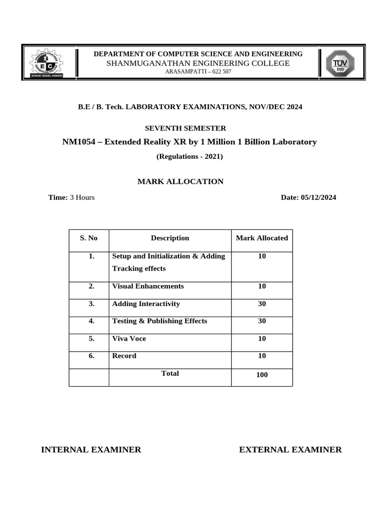 Mark Allocation - DBP Lab | PDF
