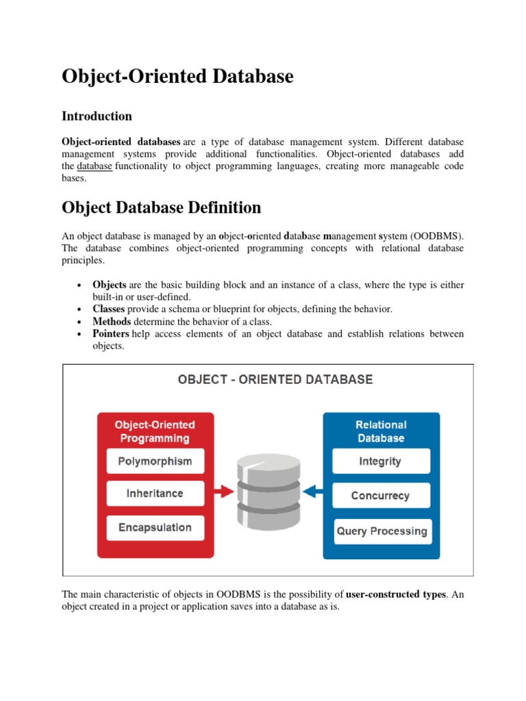 5 Object Oriented Databases Pdf Databases Object Oriented