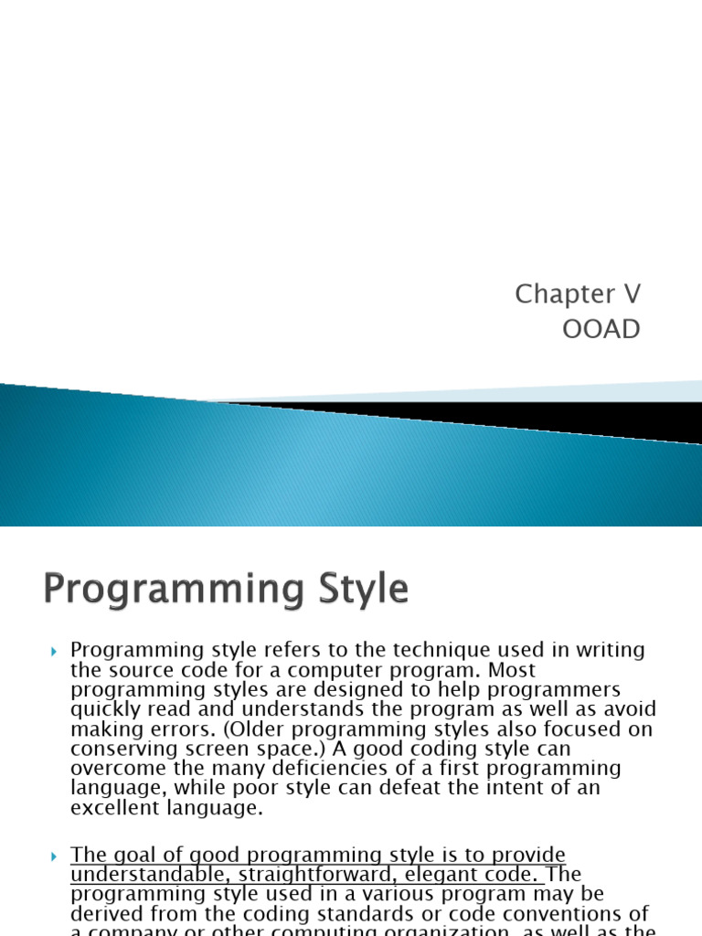 Ooad Chapter 5 Programming Style Pdf Object Oriented Programming 3740