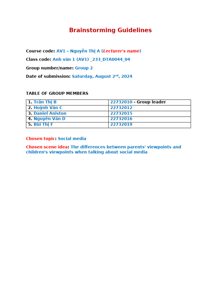 Brainstorming Guidelines Pdf