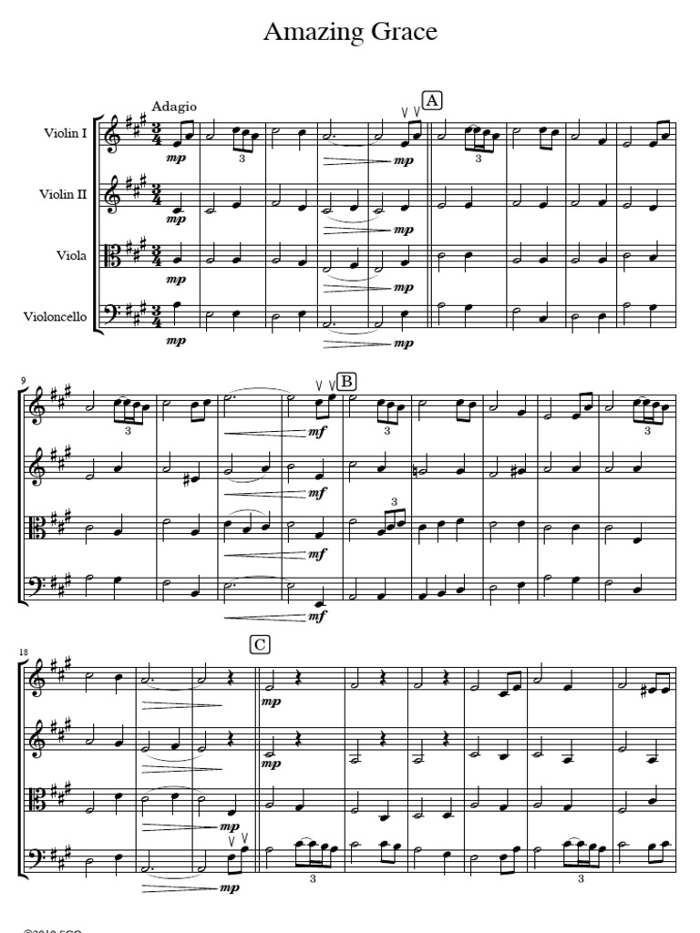 Amazing Grace String Quartet | PDF | String Instruments | Musical Compositions