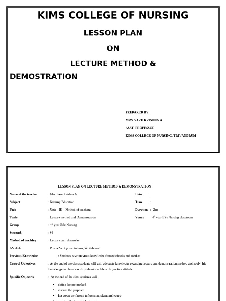 Lecture and Demonstration Methods in Nursing | PDF | Lecture | Learning