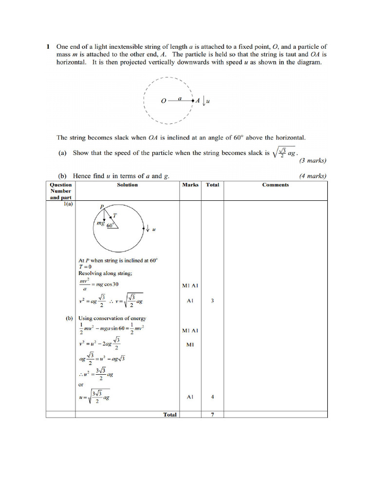 Exam-Questions-D2-Motion-vertical-circle ms | PDF