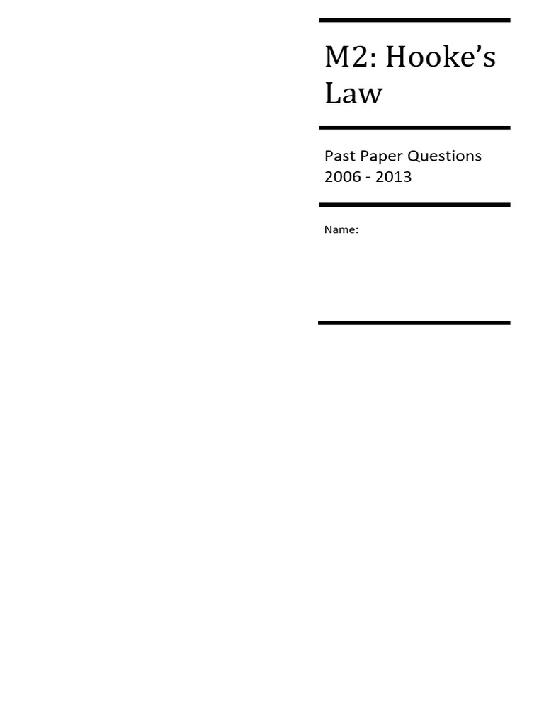 Exam Questions M2 Hookes Law | PDF