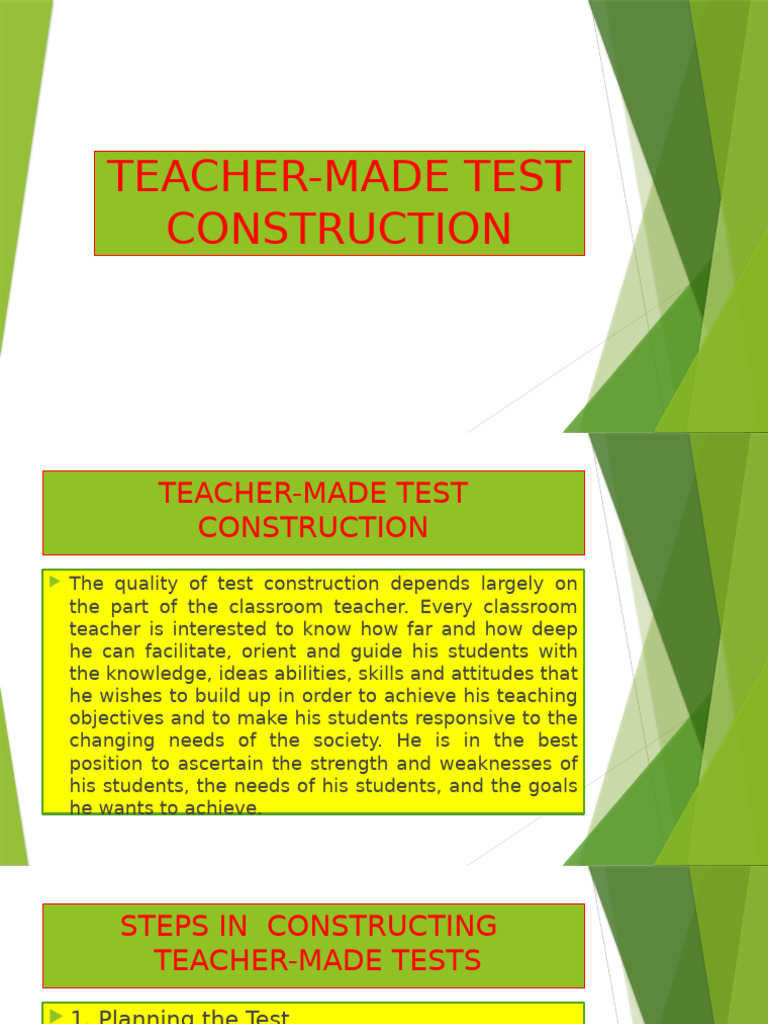 Teacher Made Test Construction | PDF | Multiple Choice | Validity ...