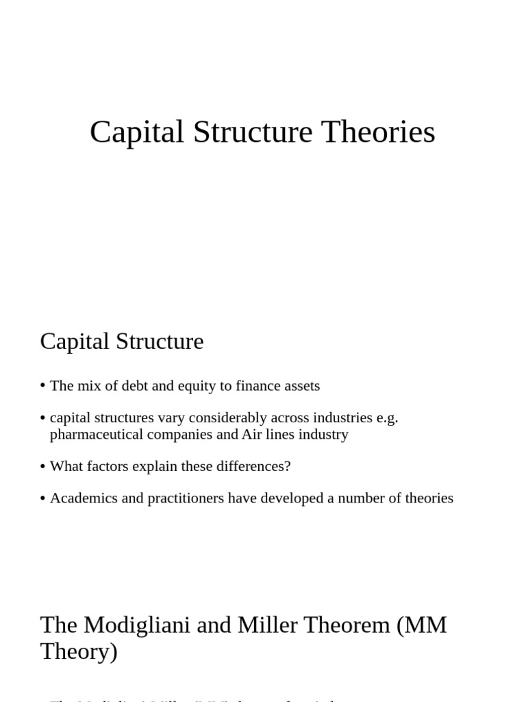 Capital Structure Theories MM Etc-Murtaza-1 | PDF | Capital Structure ...