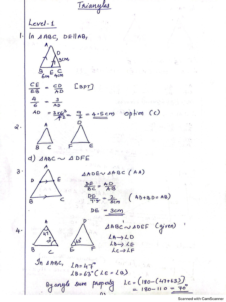 Triangles Answerkey | PDF