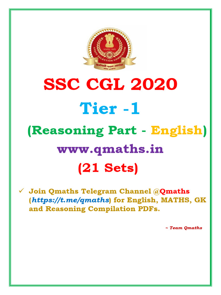 SSC CGL 2020 Tier-1 Reasoning Questions | PDF