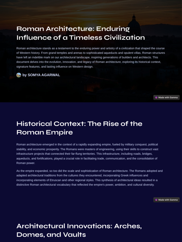 Roman Architecture Enduring Influence of A Timeless Civilization | PDF ...
