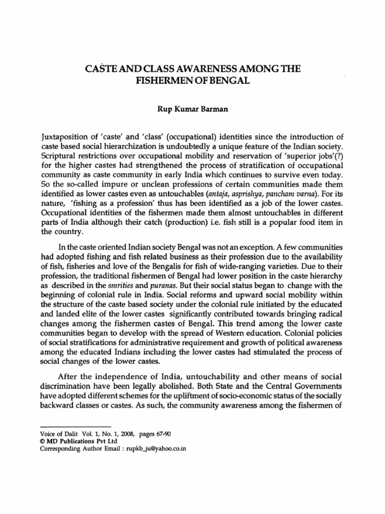 Caste and Class Awareness Among The Fish | PDF | Caste | South Asia