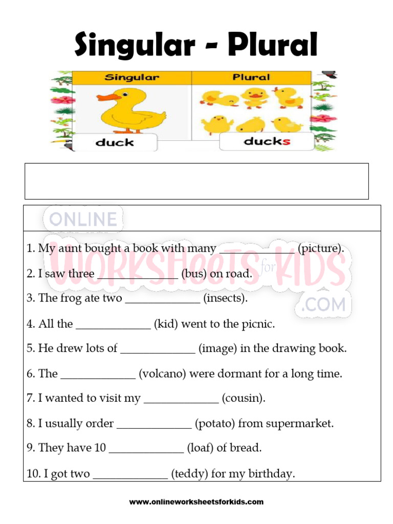 Singular and Plural Nouns FB Worksheet 5 | PDF