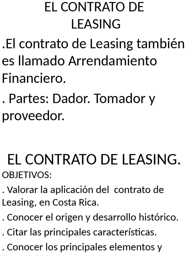 El Contrato de Leasing | PDF | Derecho privado | Alquiler