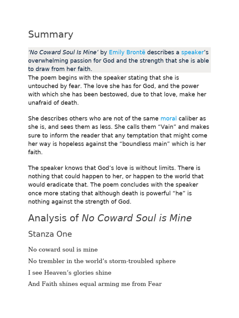 no coward soul is mine | PDF | Religious Belief And Doctrine