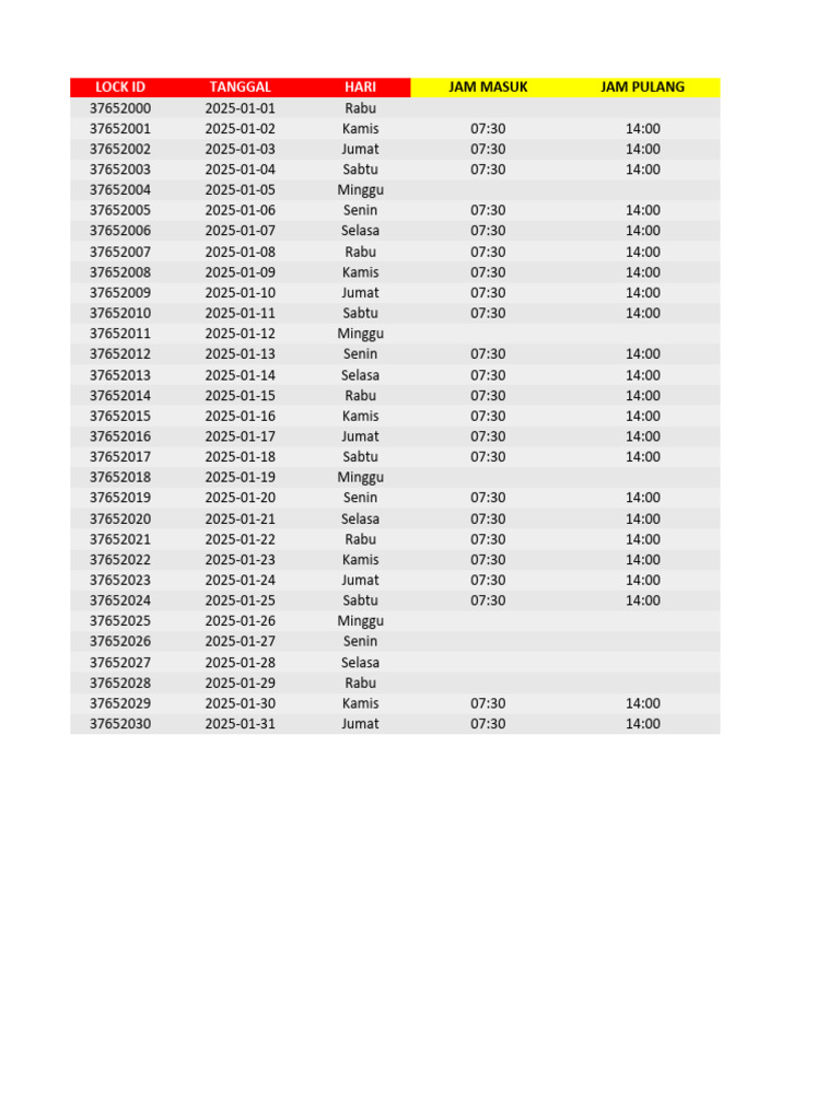 Template Absensi ULFAH | PDF