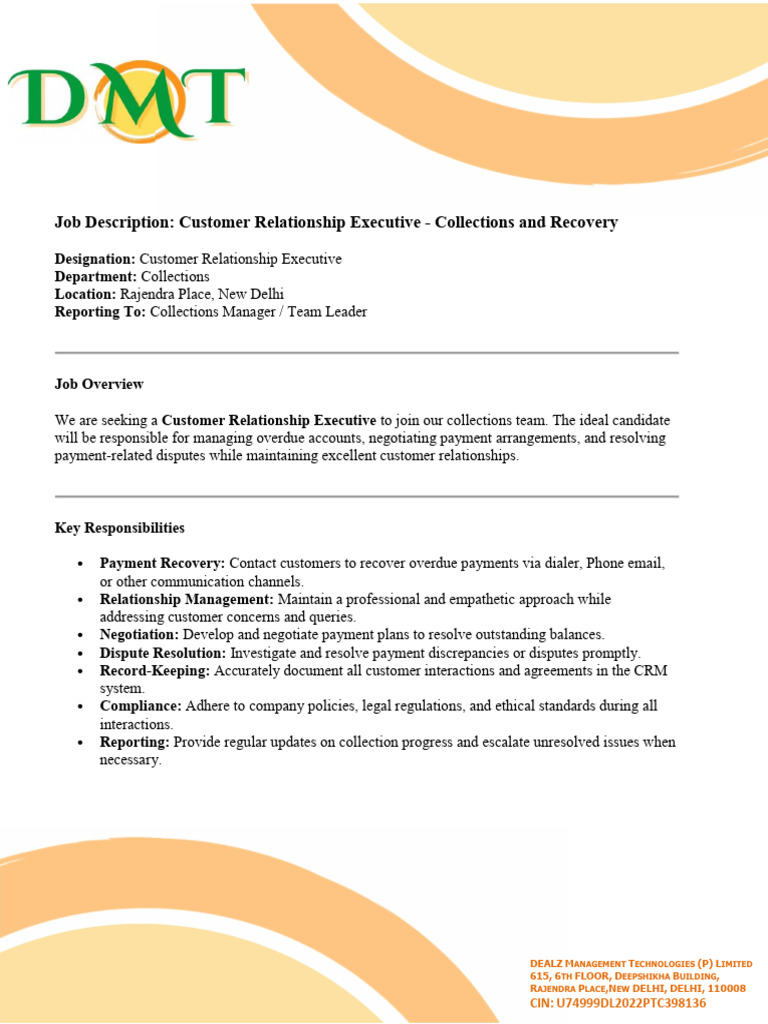 Customer Relationship Executive Role | PDF | Customer Relationship ...