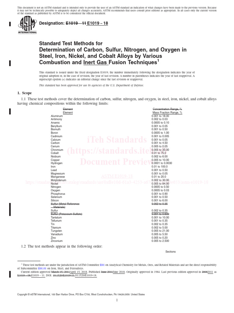ASTM E1019-18 Test Methods Overview | PDF | Infrared | Carbon Dioxide