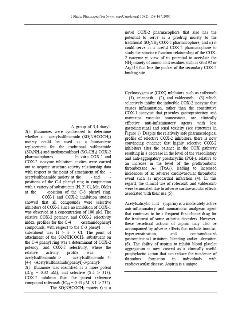 New Rofecoxib Analogs as COX-2 Inhibitors | PDF | Aspirin | Chemistry